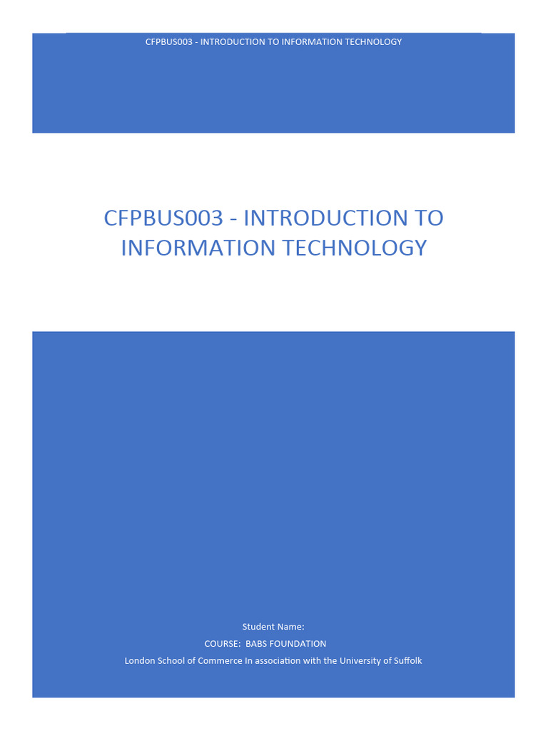 CFPBUS003 - Introduction To Information Technology | PDF | Computer Network | Internet