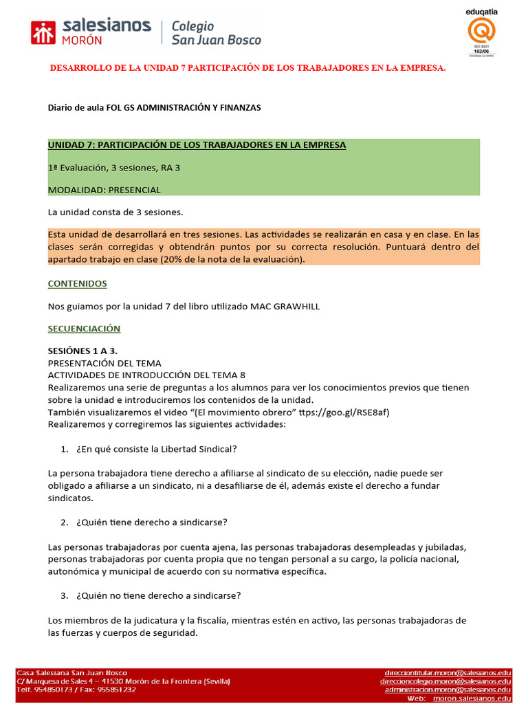 Libro de Aula Unidad 7 La Negociación Colectiva | PDF | Sindicato | Bloqueo (industria)