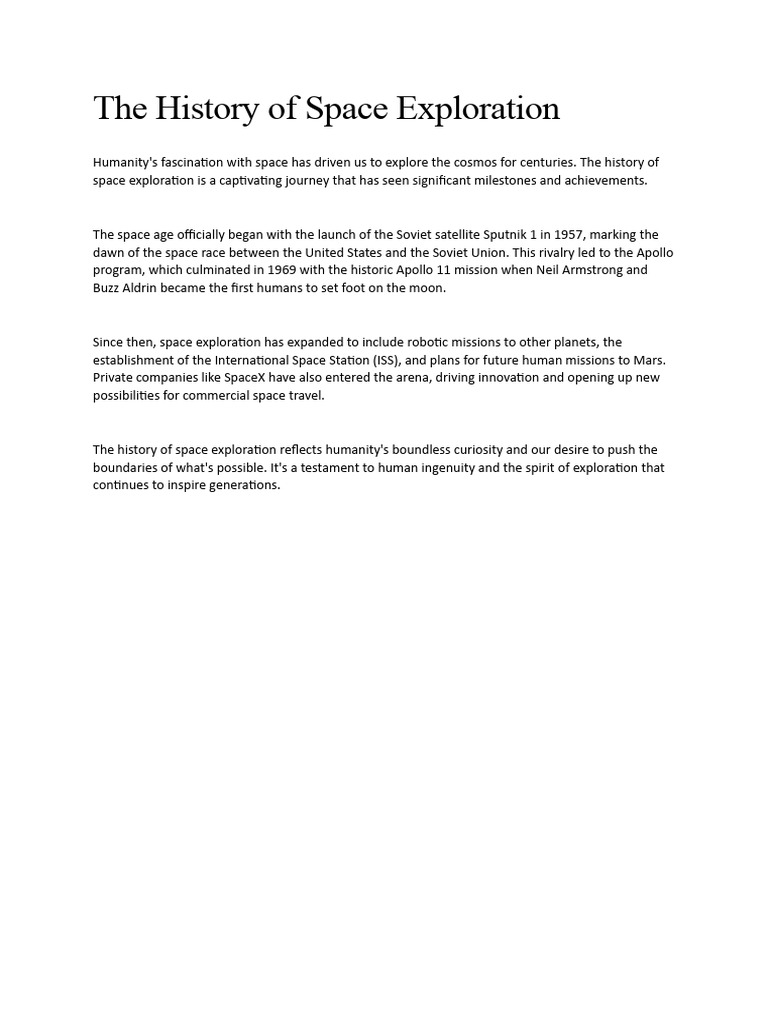 The History of Space Exploration | PDF