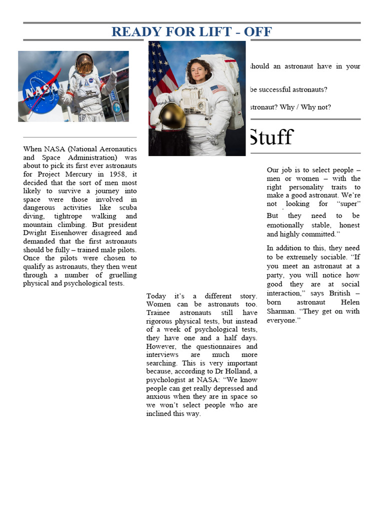 Ready For Lift - Off | PDF | Astronauts | Behavioural Sciences