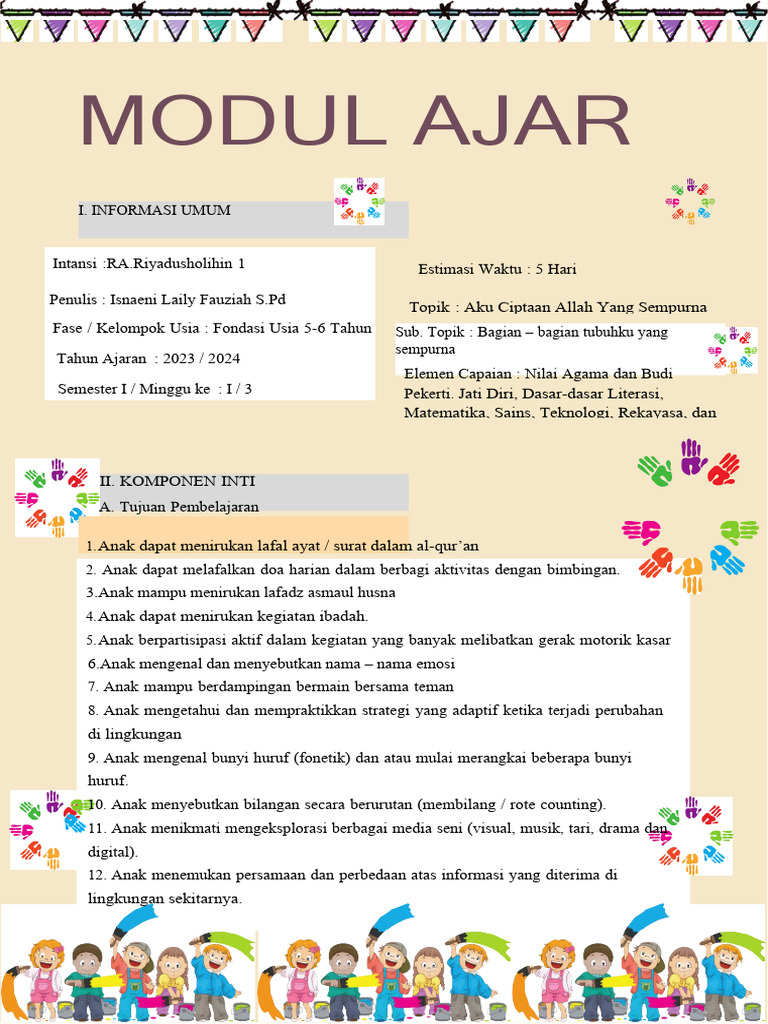 Modul Ajar Bagian2 Anggota Tubuh Yang Sempurna | PDF