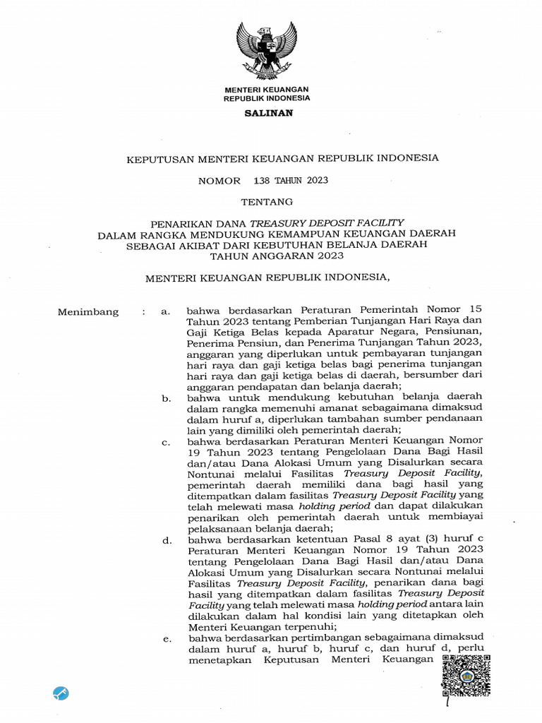 KMK No. 138 TH 2023 | PDF