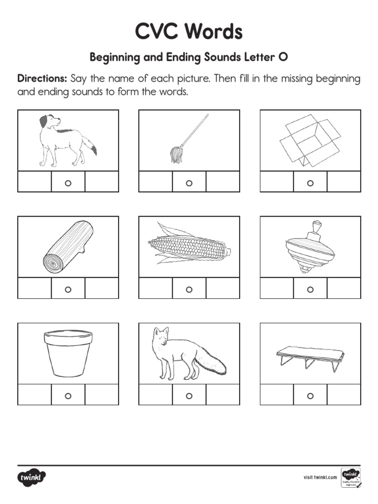 CVC Words Beginning and Ending Sounds Letter O Worksheet | PDF