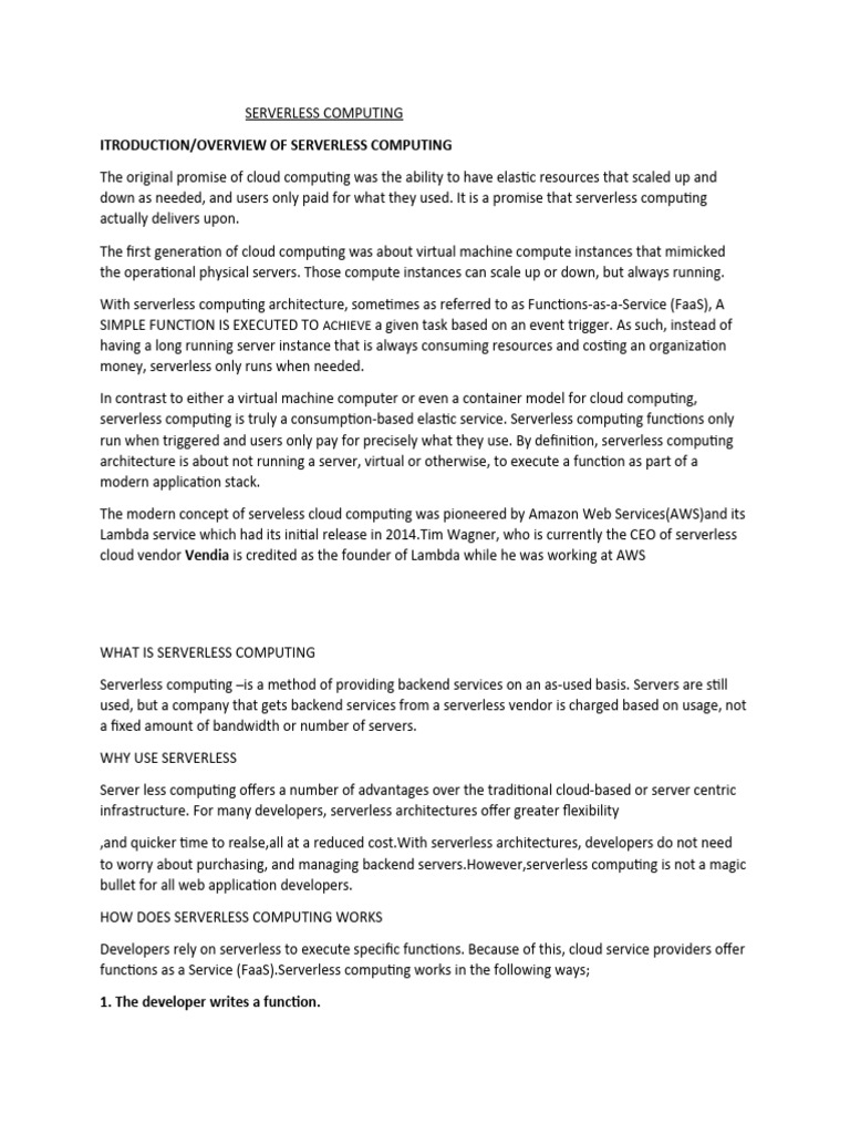 Serverless Computing Pdf Cloud Computing Software