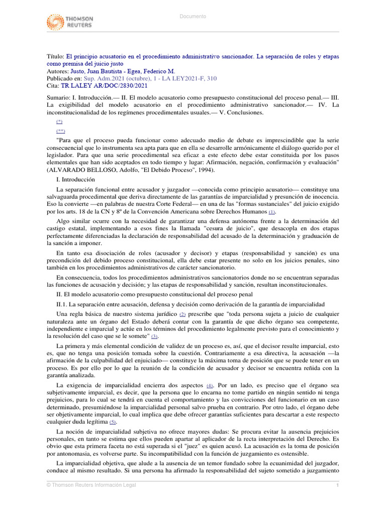 Principio Acusatorio en Procedimientos Sancionadores | PDF | Debido al ...