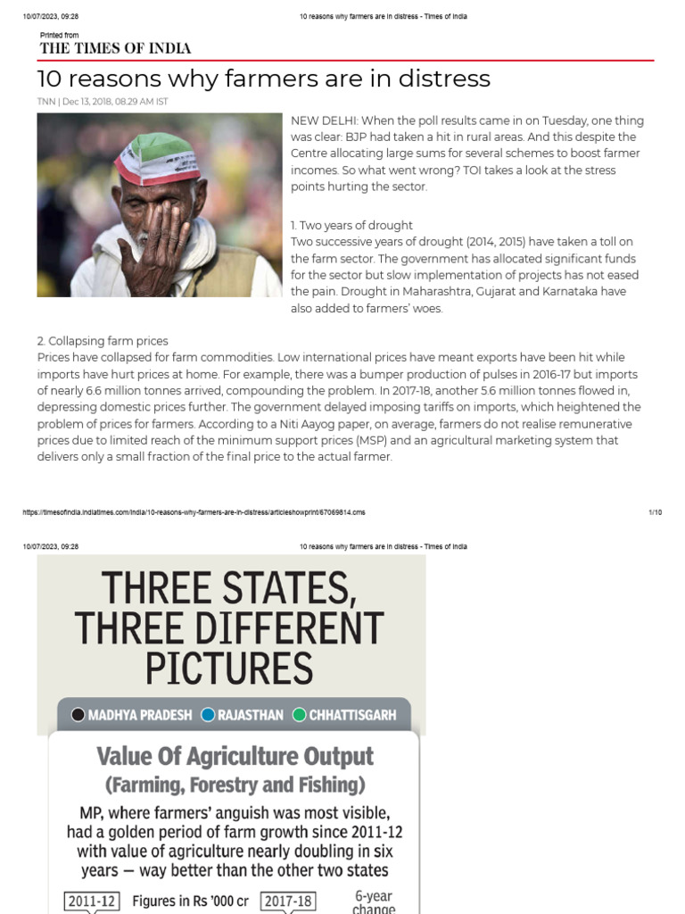 10 Reasons Why Farmers Are in Distress - Times of India | PDF | Food ...