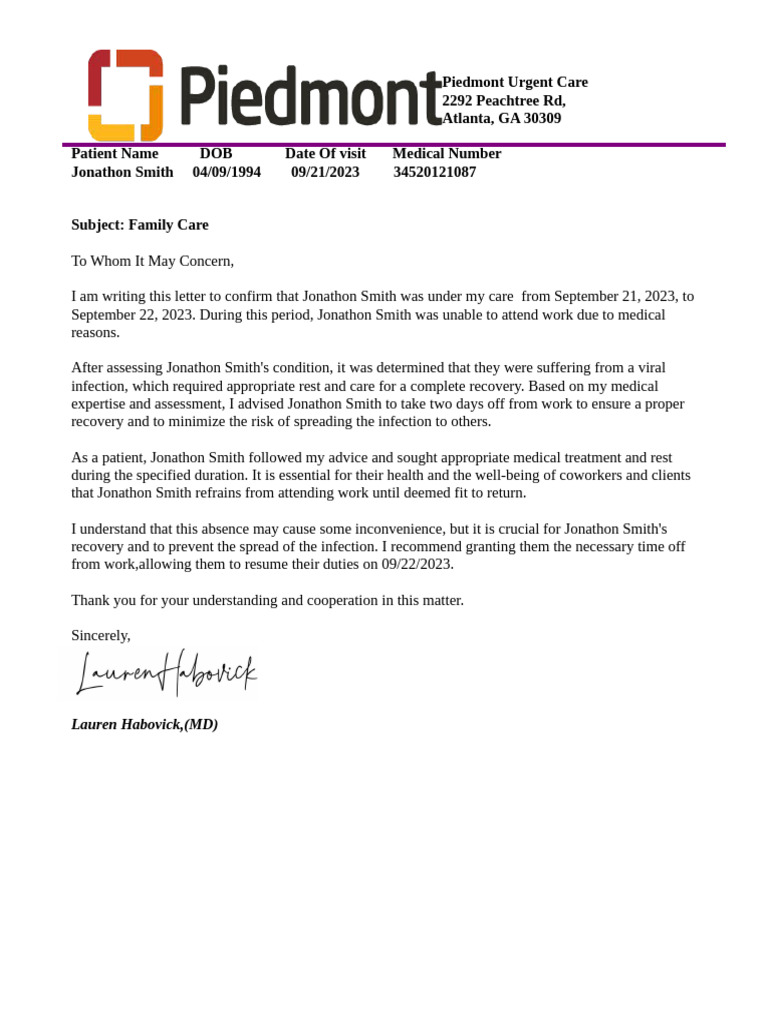 Piedmont Urgent Care-1 | PDF