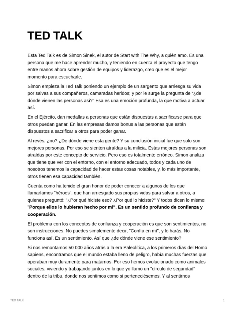 Ted Talk | PDF | Liderazgo