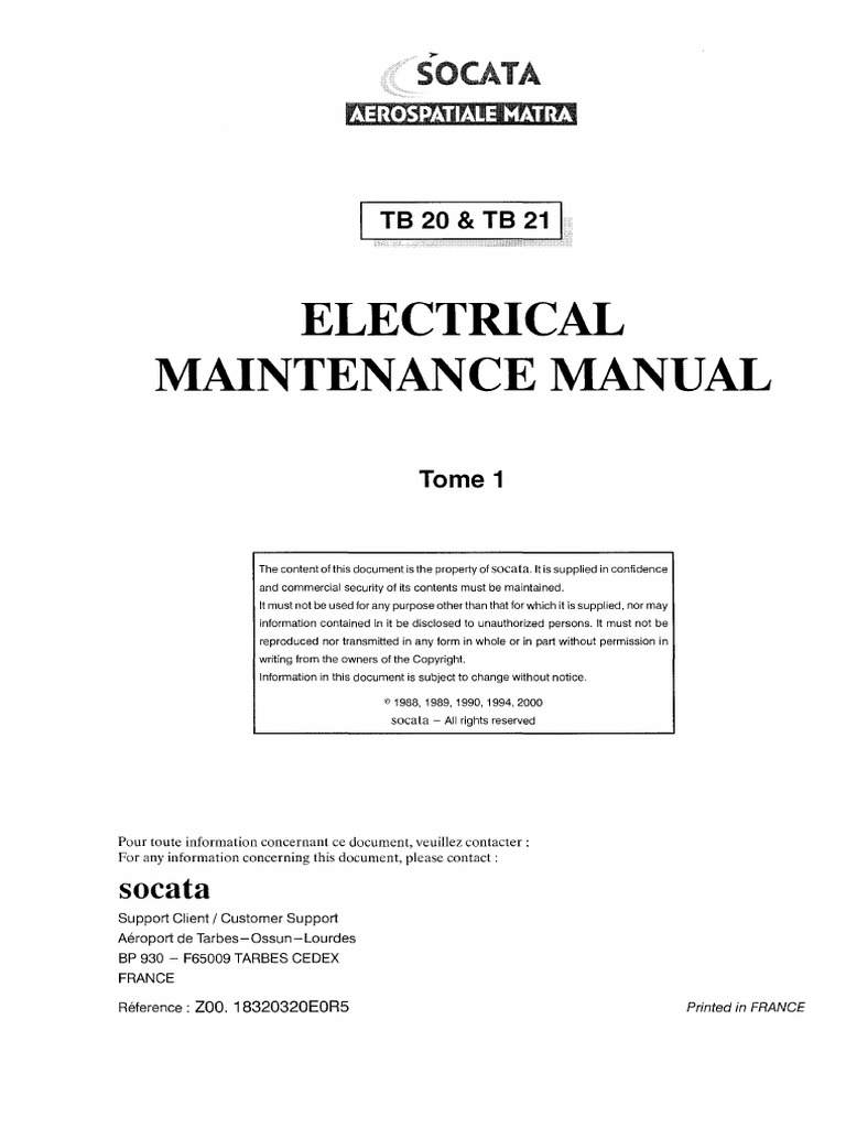 Electrical Maintenance Manual: Socata | PDF | Monopoly (Economics ...