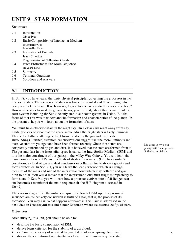 Unit 9 Star Formation | Download Free PDF | Interstellar Medium | Stars