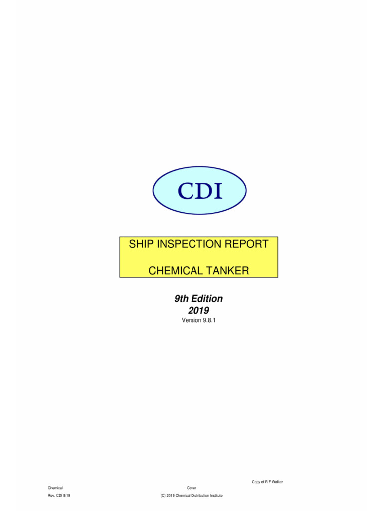 CDI Ship Inspector Report Chemical Tanker | PDF