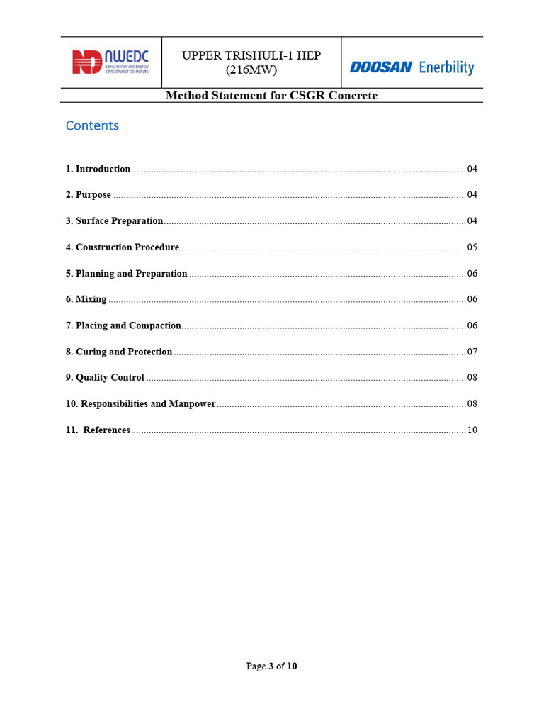Method Statement of CSGR Concrete | PDF | Concrete | Structural Engineering