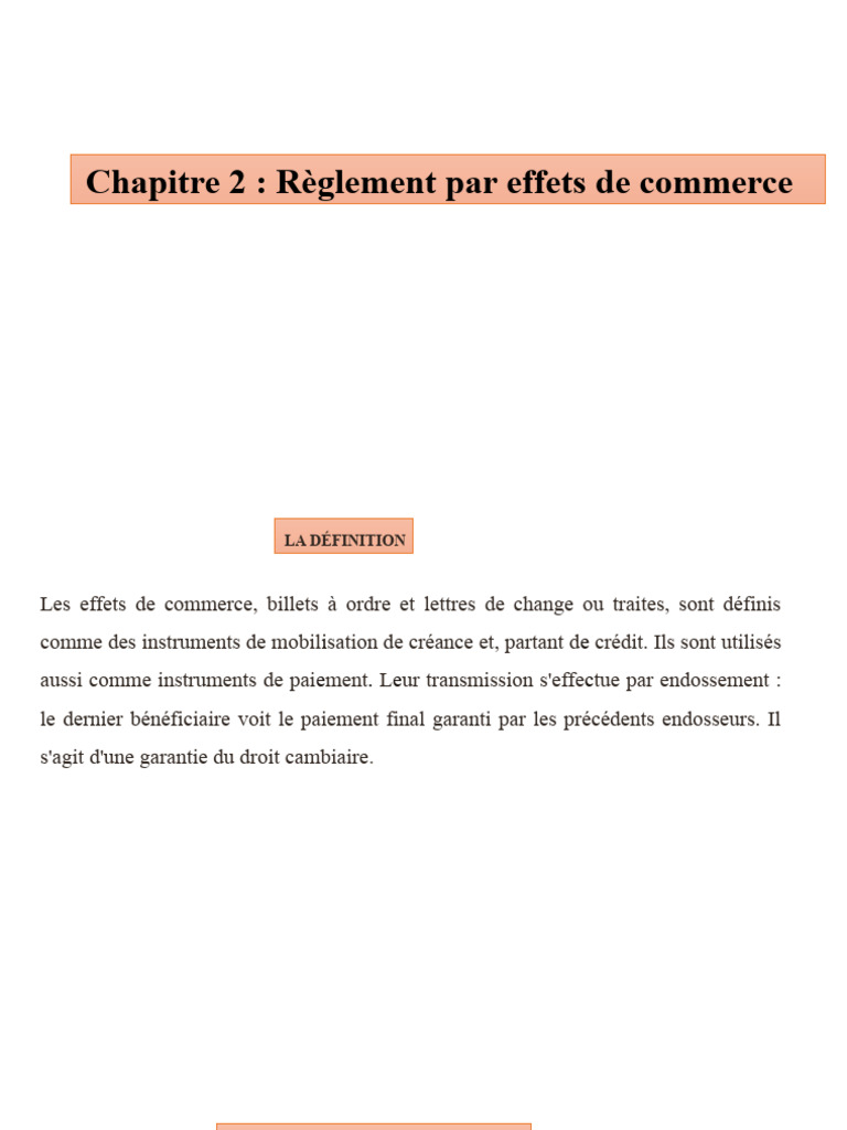 13 A Chapitre 3 Effets de Commerce | PDF | Effet de commerce | Lettre de change