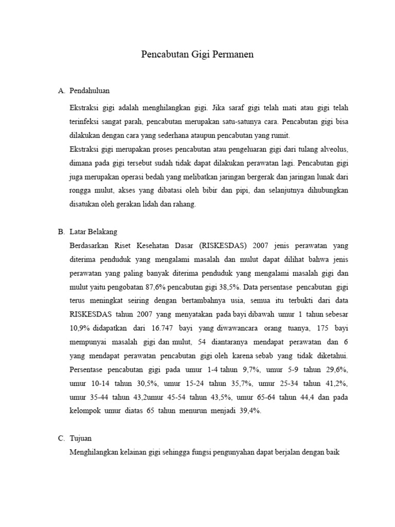 KAK Pencabutan Gigi Permanen | PDF