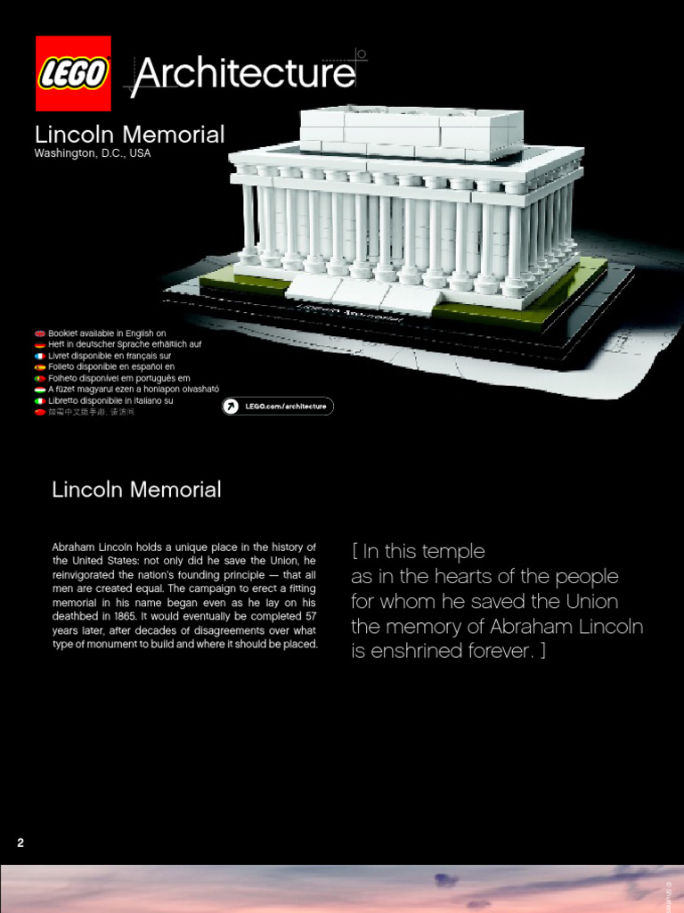 Manual Lego Lincoln Memorial 6112564 | PDF