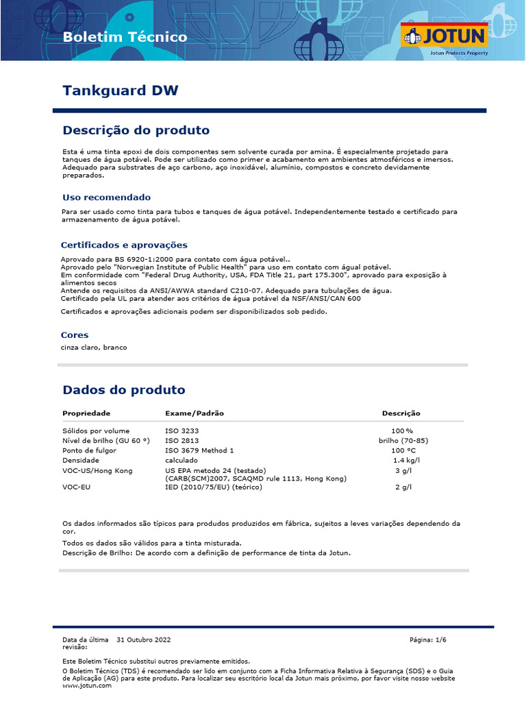 TDS Tankguard DW BR Portuguese Marine | PDF | Tinta | Temperatura