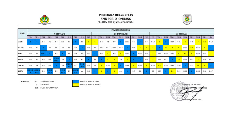 PEMBAGIAN RUANG KELAS 2023-2024 Rev.2 | PDF