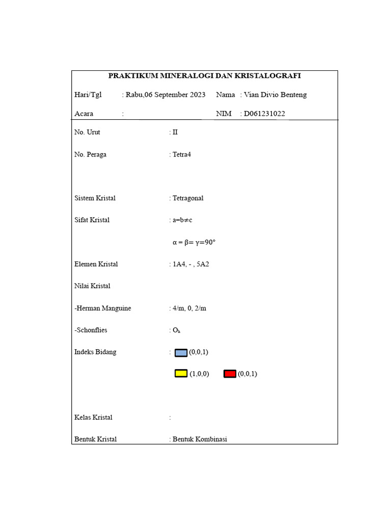 LKP KRISTALOGRAFI DAN MINERALOGI (1) Vian | PDF