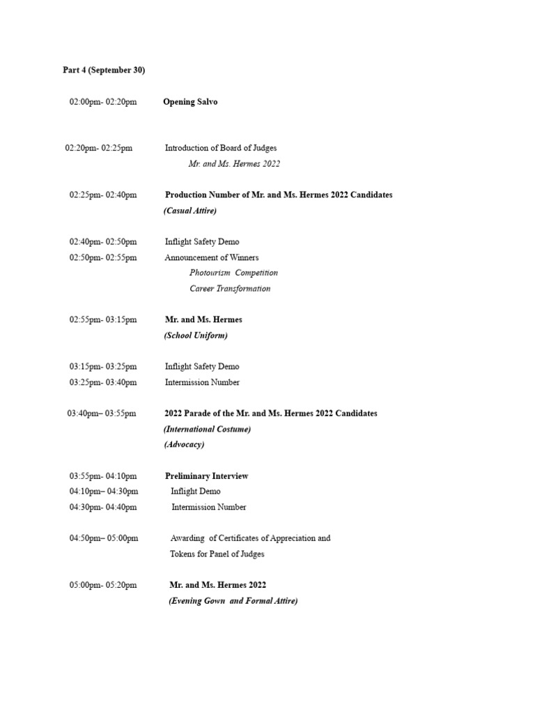 Mr. & Ms. Hermes Program | PDF