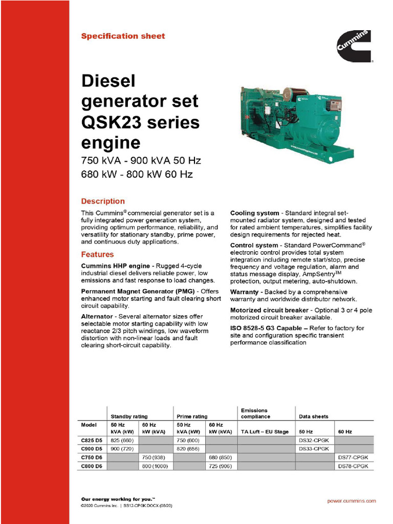 Anexo No.2 - Ficha Técnica C800 D6 Cummins | PDF