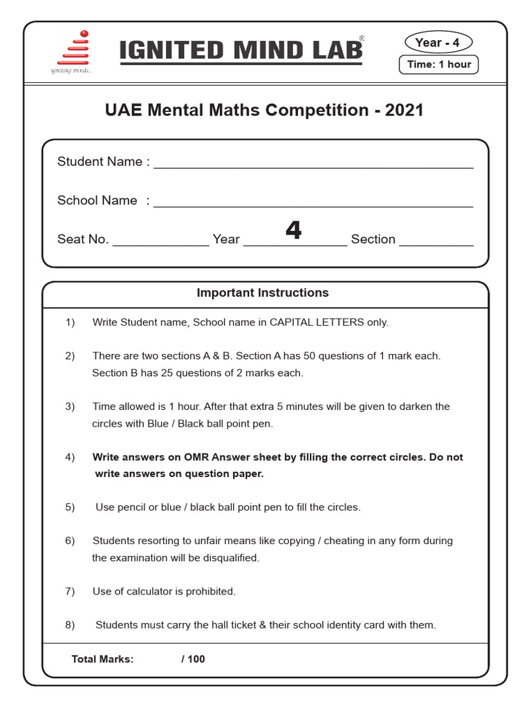 Practice Papers Year 4 | PDF