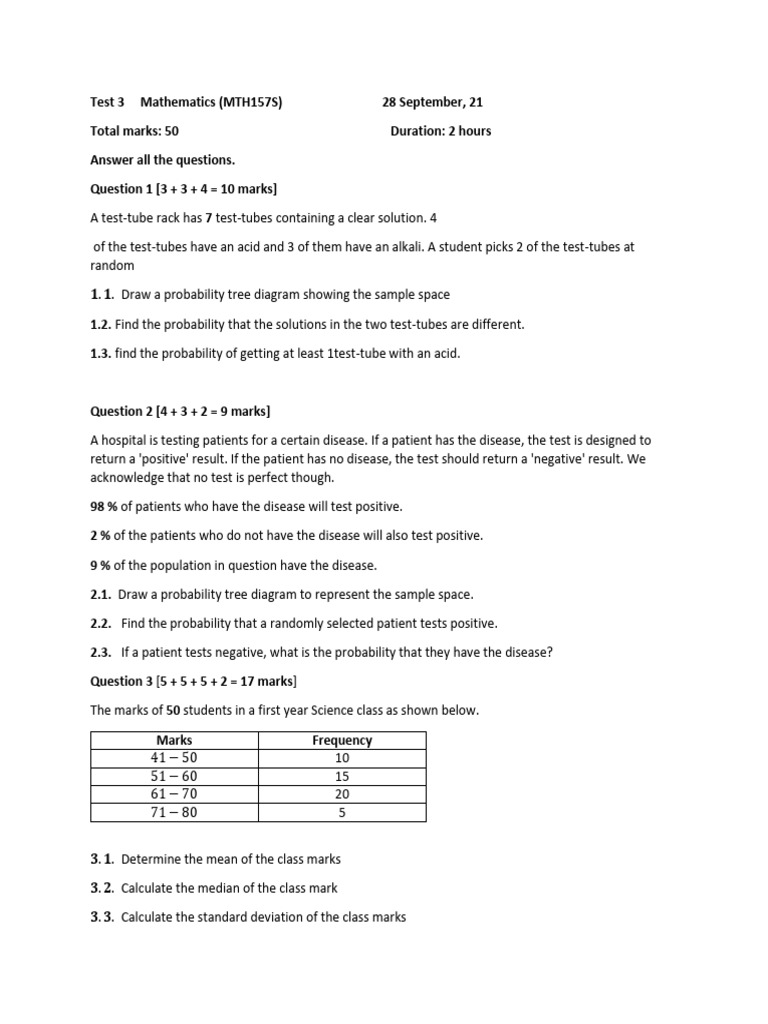 Probability and Statistics Exam | PDF | Probability | Mathematics