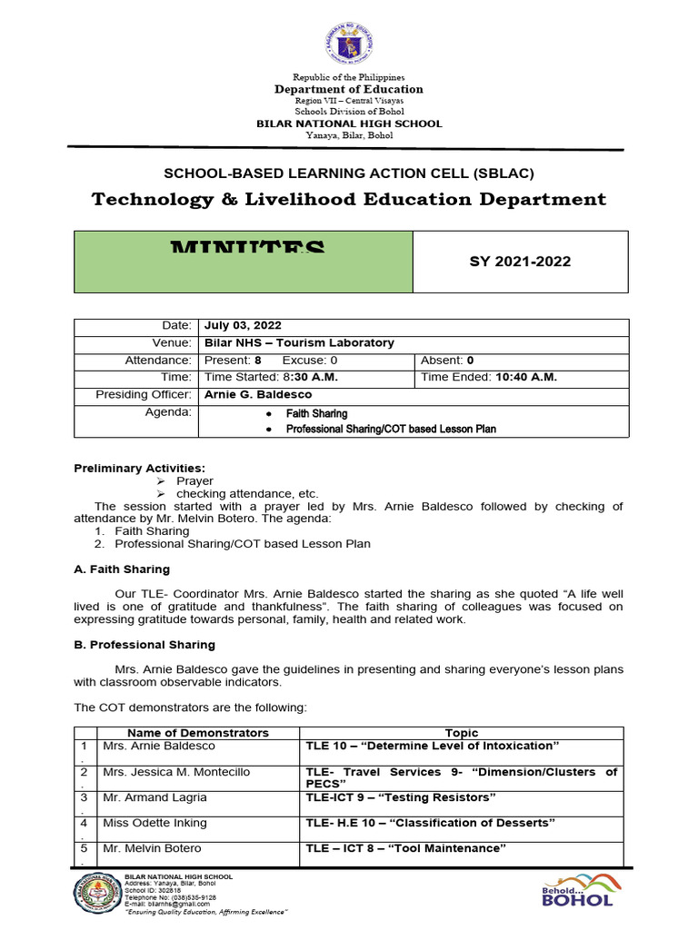 Lac Session Minutes | PDF