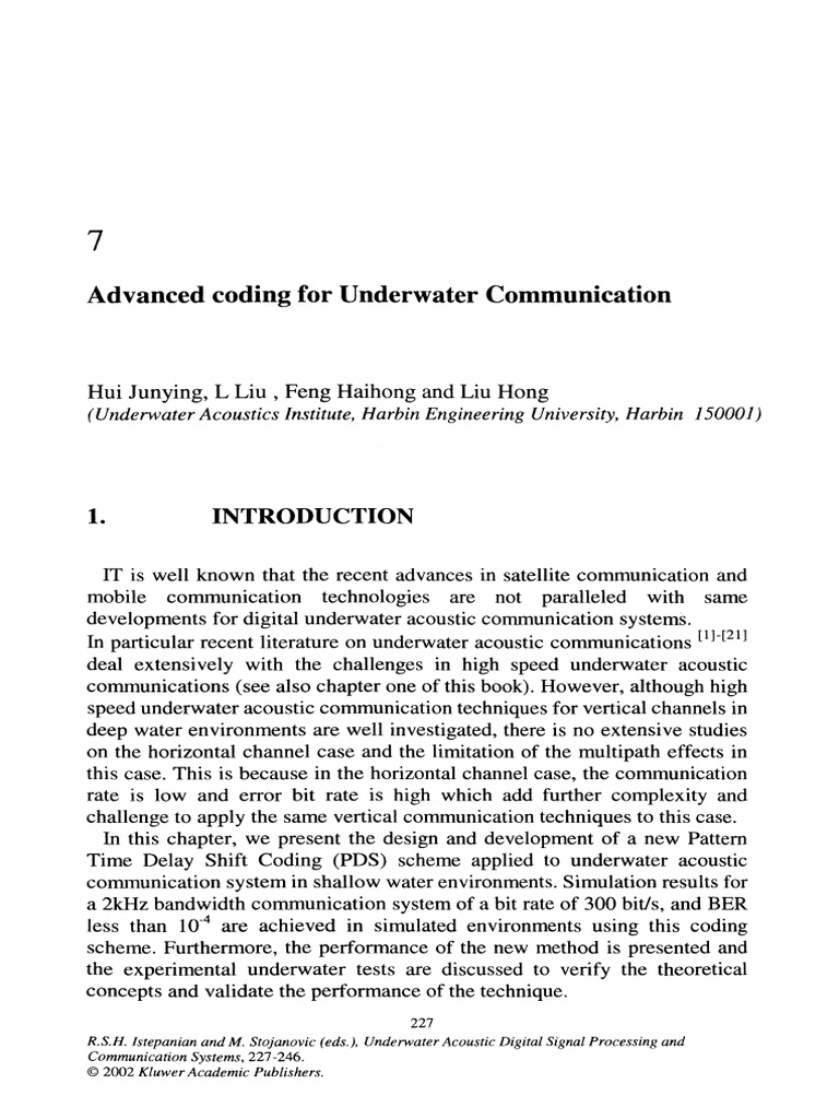 Advanced Coding For Underwater Communication Pdf Signal To Noise Ratio Modulation