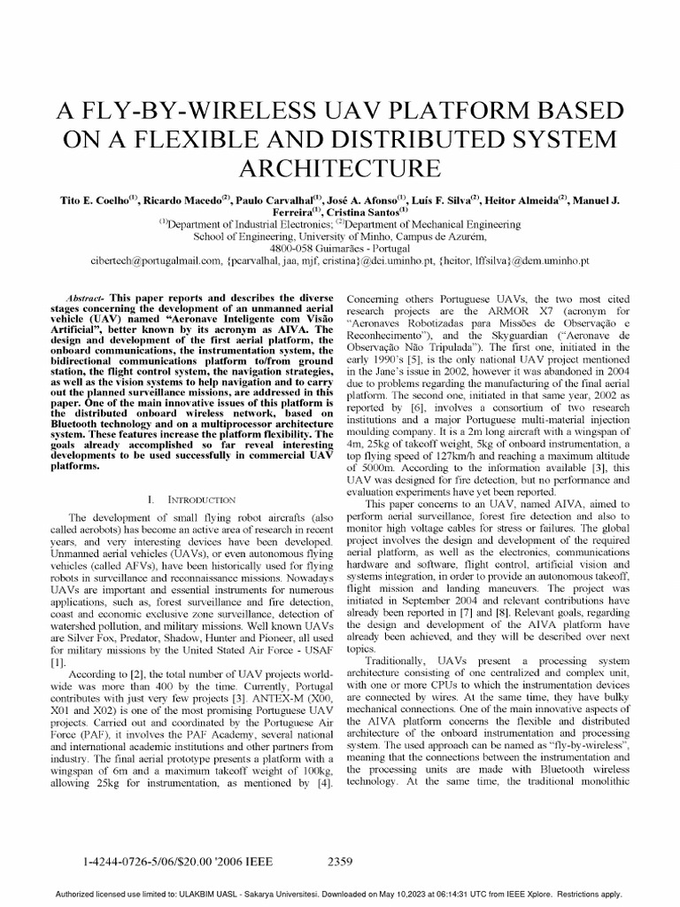 A Fly-By-Wireless UAV Platform Based On A Flexible and Distributed System Architecture | PDF ...