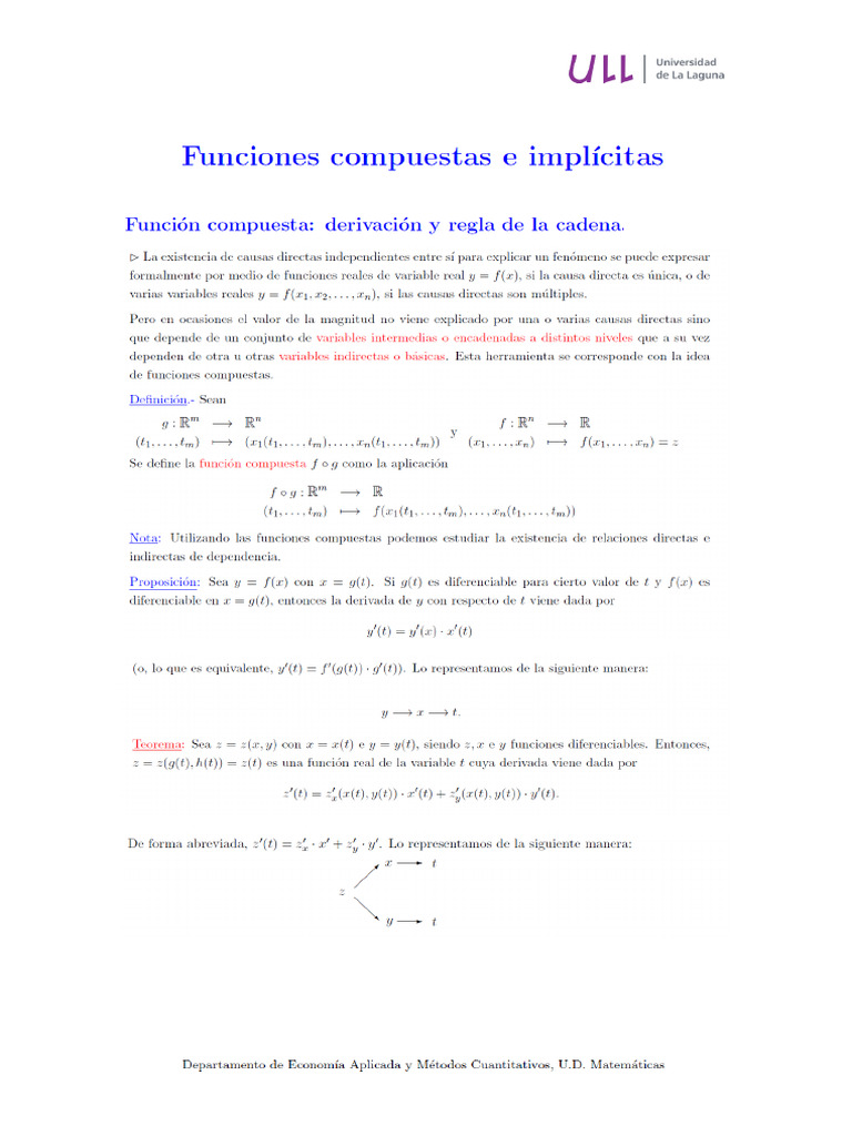 Tema 4. Funciones Compuestas e Implícitas | PDF
