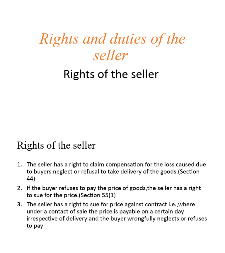 Rights and Duties of The Seller | PDF