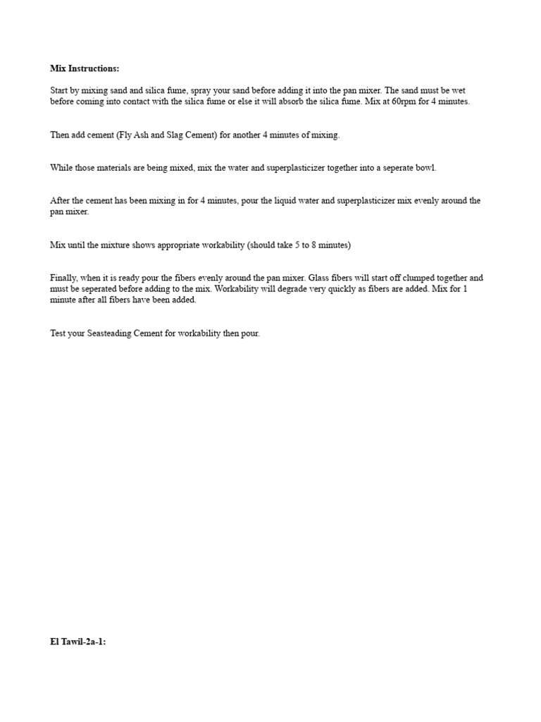 UHPC Mix Instructions | PDF