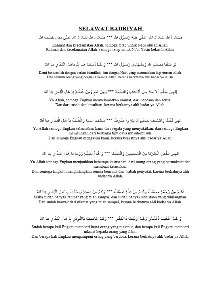 Selawat Badriyah: Doa dan Makna | PDF