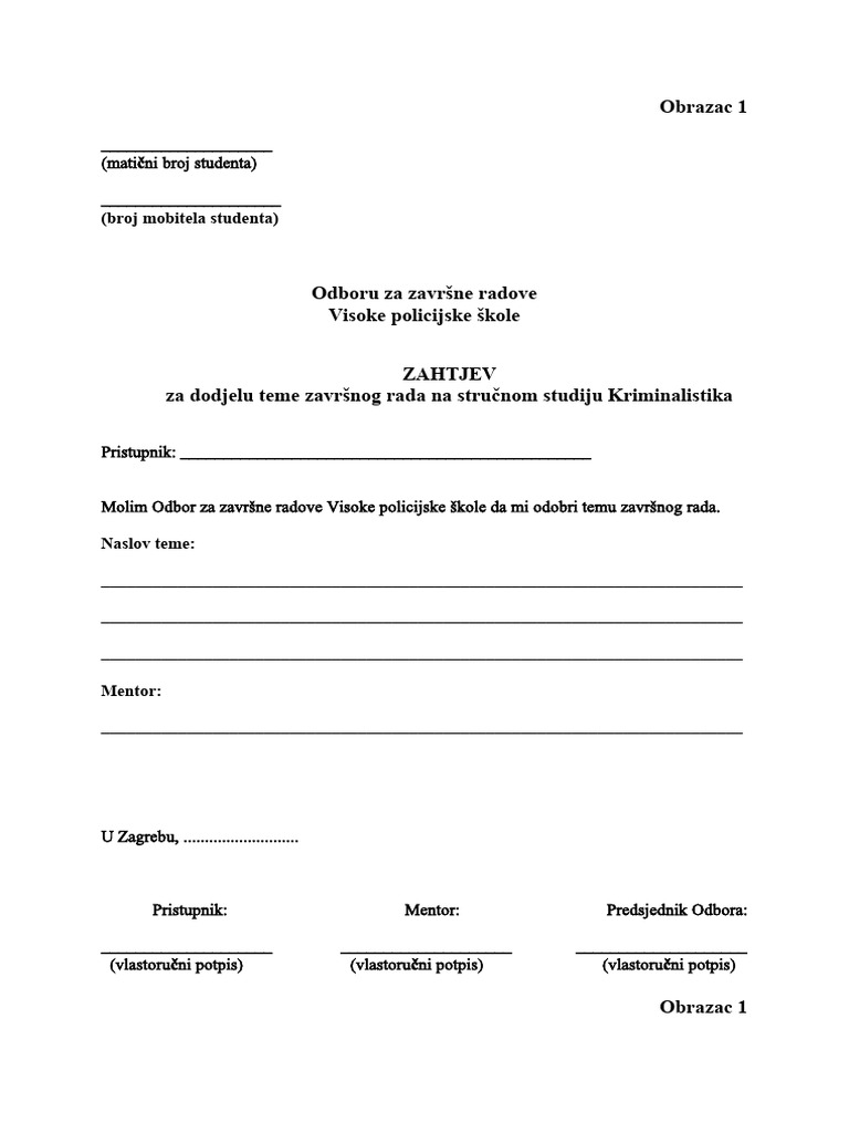 Obrasci Za Završni Rad | PDF