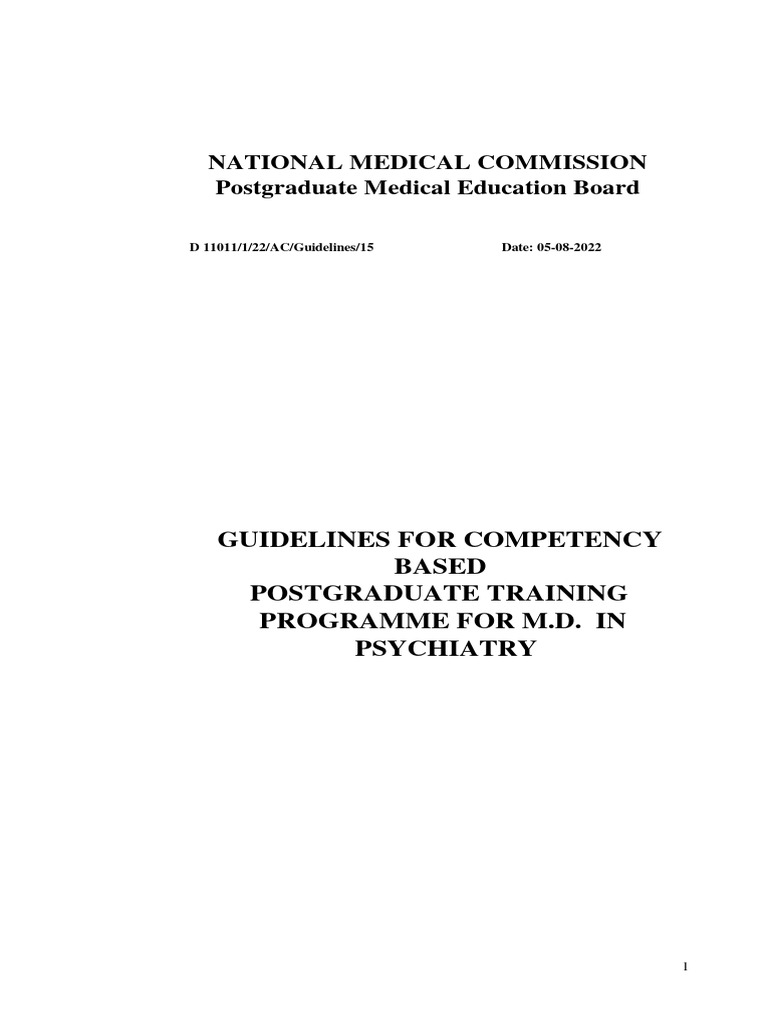 MD Psychiatry Training Guidelines | PDF | Mental Disorder | Psychiatry