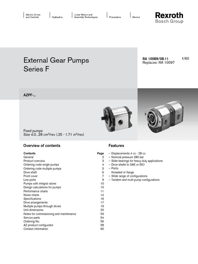 Rexroth AZPF Series F Gear Pumps Guide | PDF | Pump | Gear