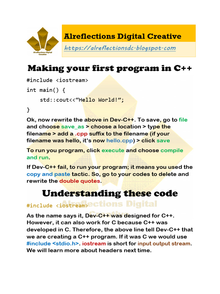 ADC - Making Your First Program in C++ | PDF | Computers