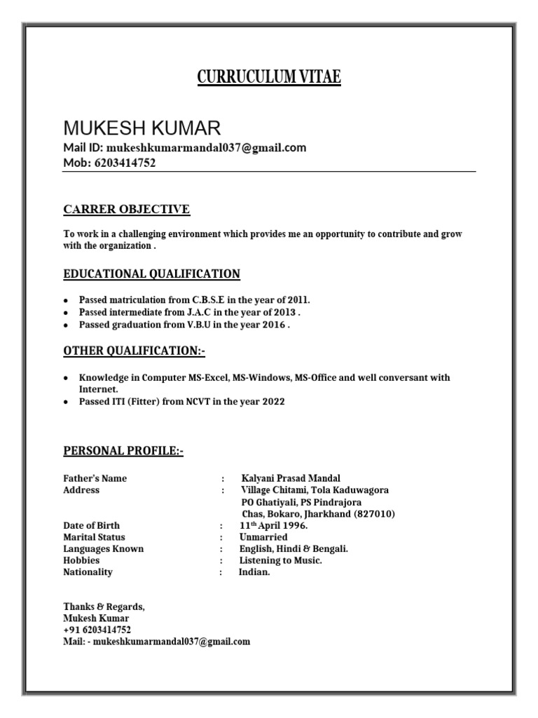 Resume Mukesh Kumar | PDF