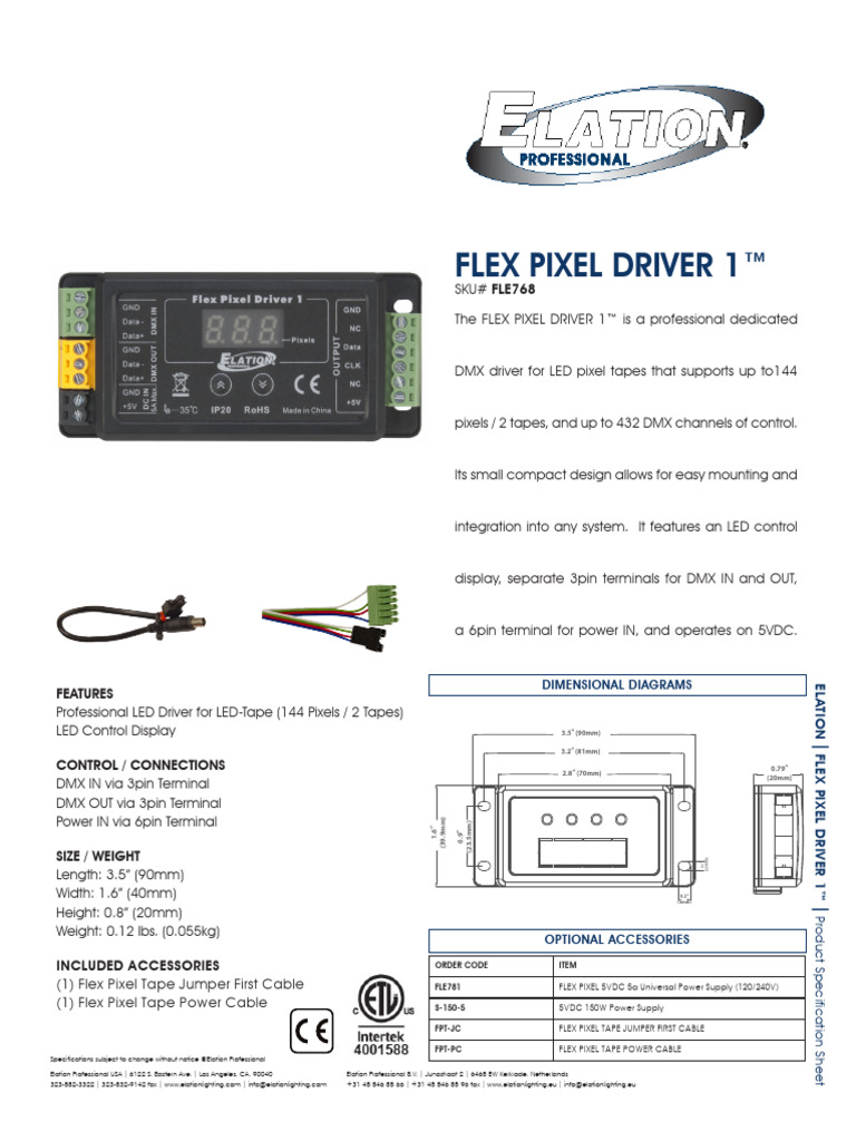 FLEX PIXEL DRIVER 1 - Specification Sheet | PDF | Equipment | Computer Engineering