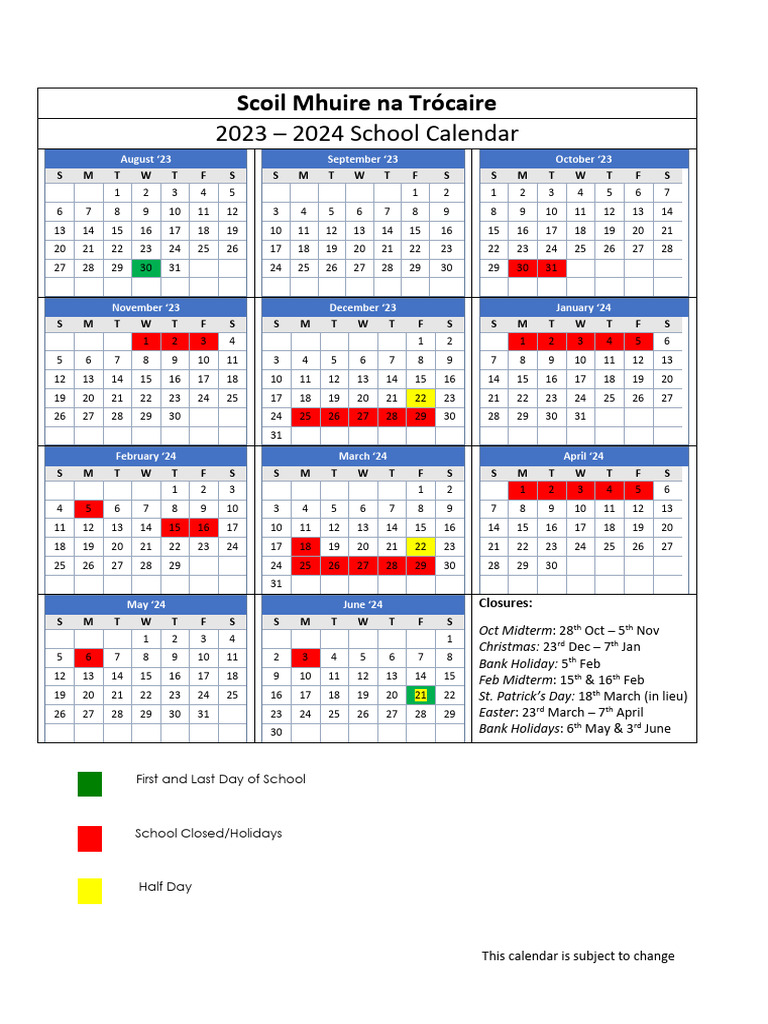 School Calendar 2023-2024 | PDF | Observances | Holidays