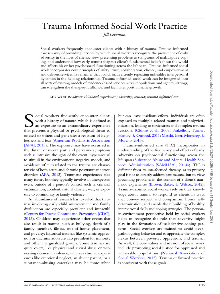 Trauma-Informed Social Work Practice: Jill Levenson | Download Free PDF ...