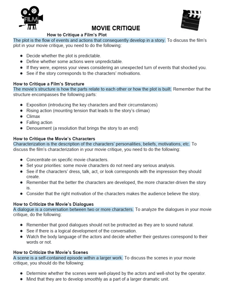 (Template) Movie Critique | PDF | Plot (Narrative) | Human Communication
