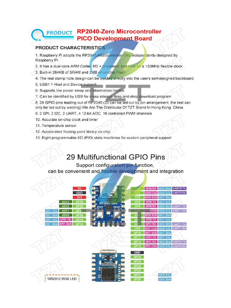 Rp2040-Zero Microcontroller Pico Development Board | PDF