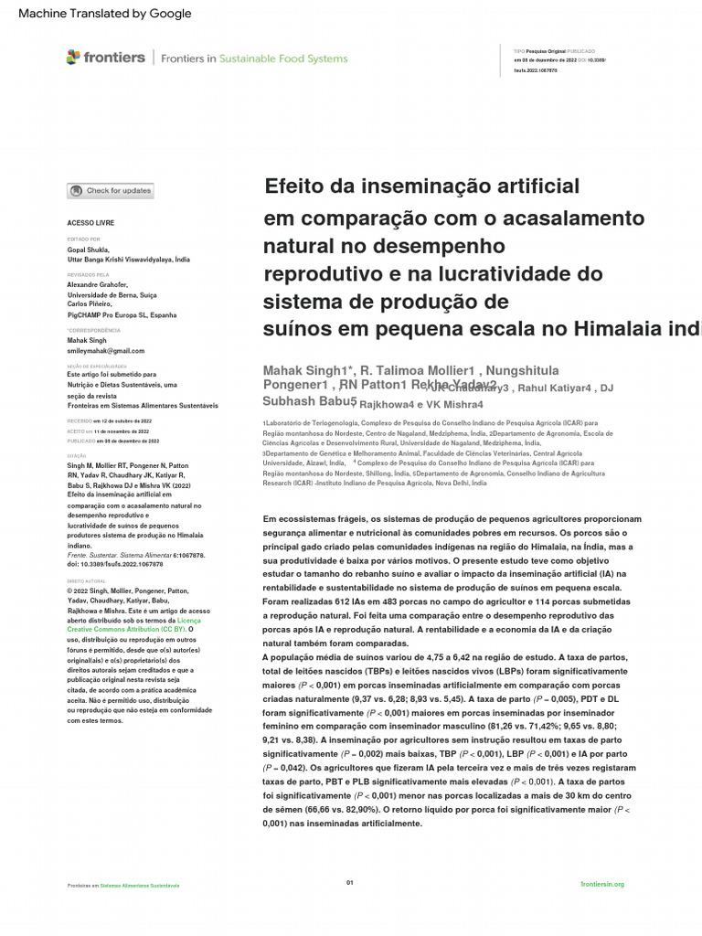 Inseminação Artificial X Acasalamento Natural | PDF | Agricultura | Science