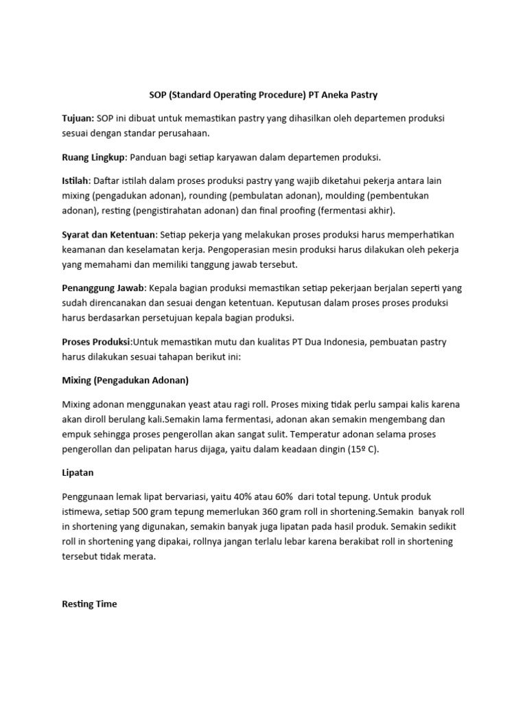 SOP (Standard O-WPS Office | PDF | Cooking, Food & Wine