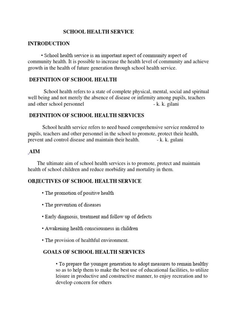 School Health Service | PDF | Health Education | Preventive Healthcare