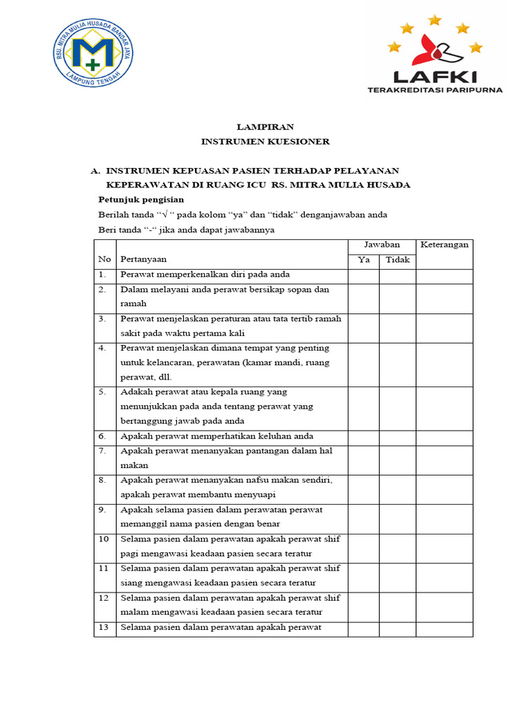 Dokumen - Tips Kuesioner Kepuasan Pasien | PDF
