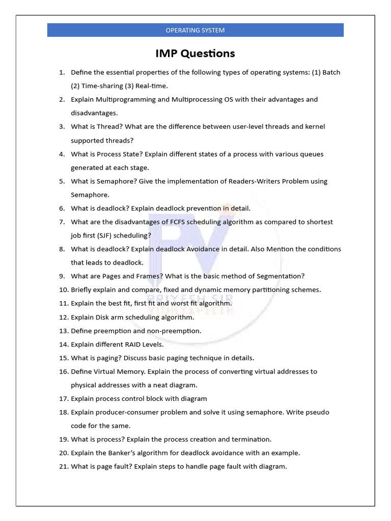 IMP Questions | PDF