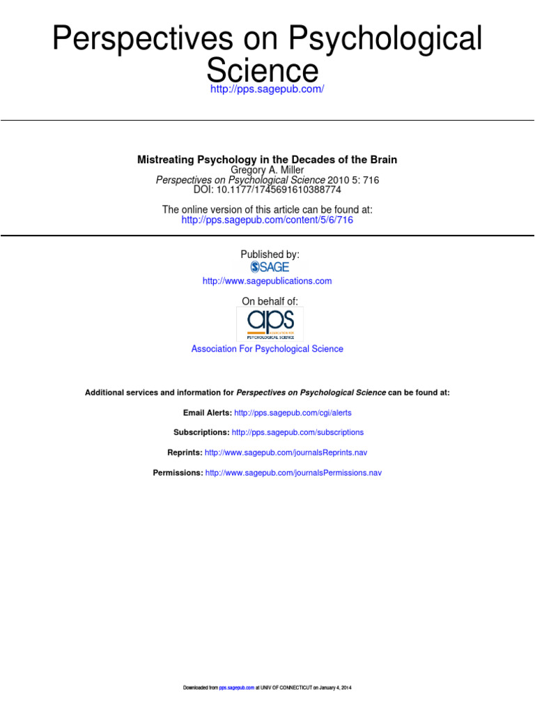 Miller 2010 - Mistreating Psychology in The Decades of The Brain | PDF ...