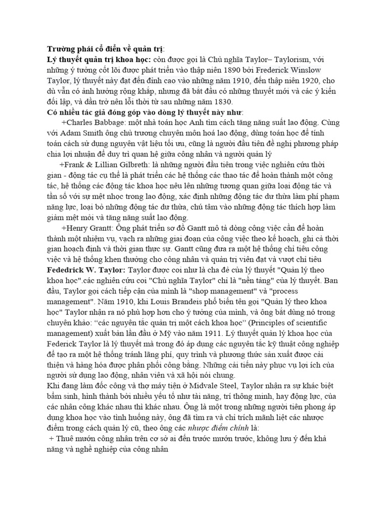 Quản trị khoa học - Taylor-Quan điểm | PDF